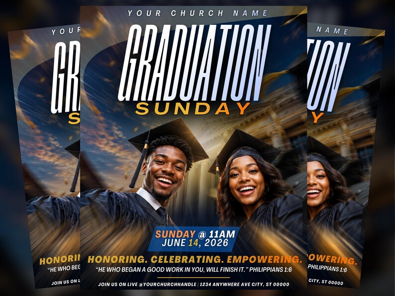 Graduation Sunday Church Flyer | Ministry Event Program Template ...