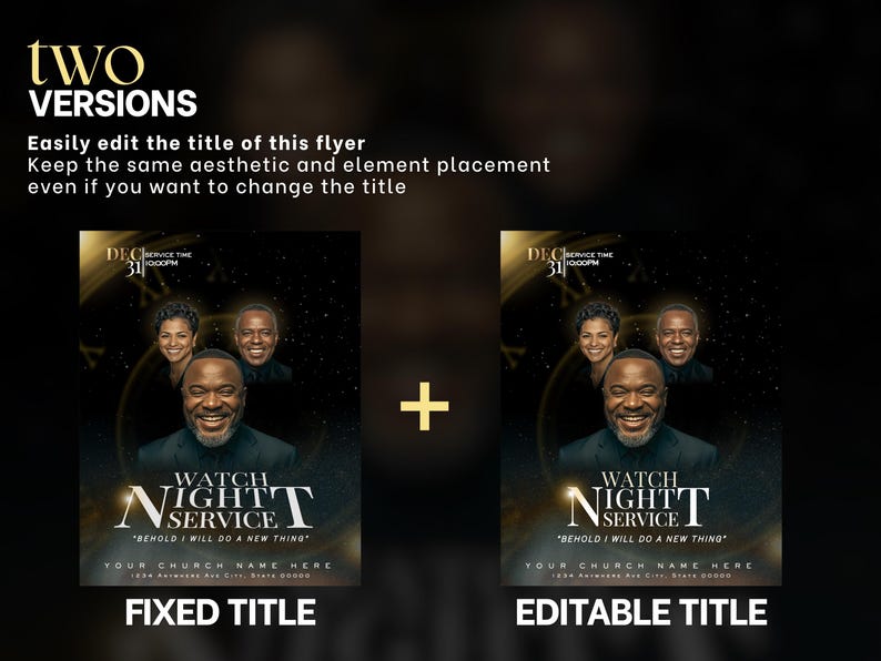 Watch Night Service Flyer | Editable in Canva | New Year’s Eve Church ...