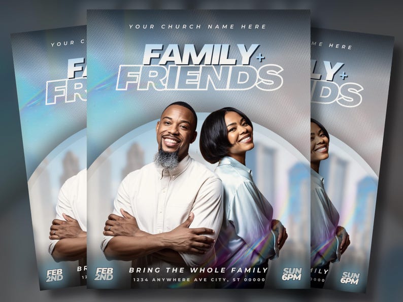 Family and Friends Day Church Flyer Template | Sunday Service Canva ...