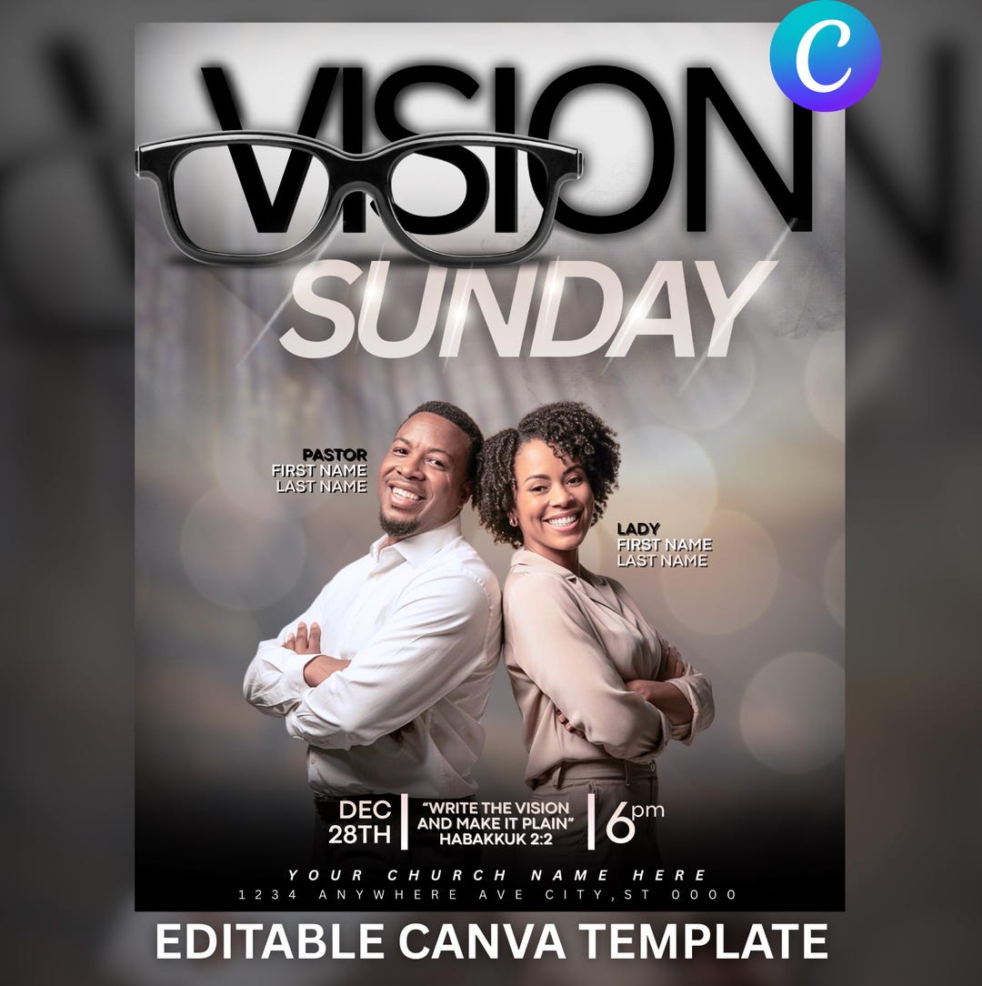 Vision Sunday Church Flyer | Worship Service | Editable Canva Template ...