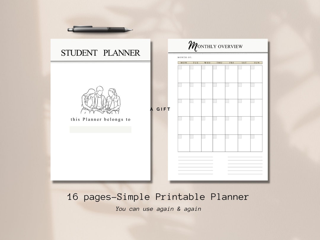 Academic Planner Printable Student Homework Organizer for University ...