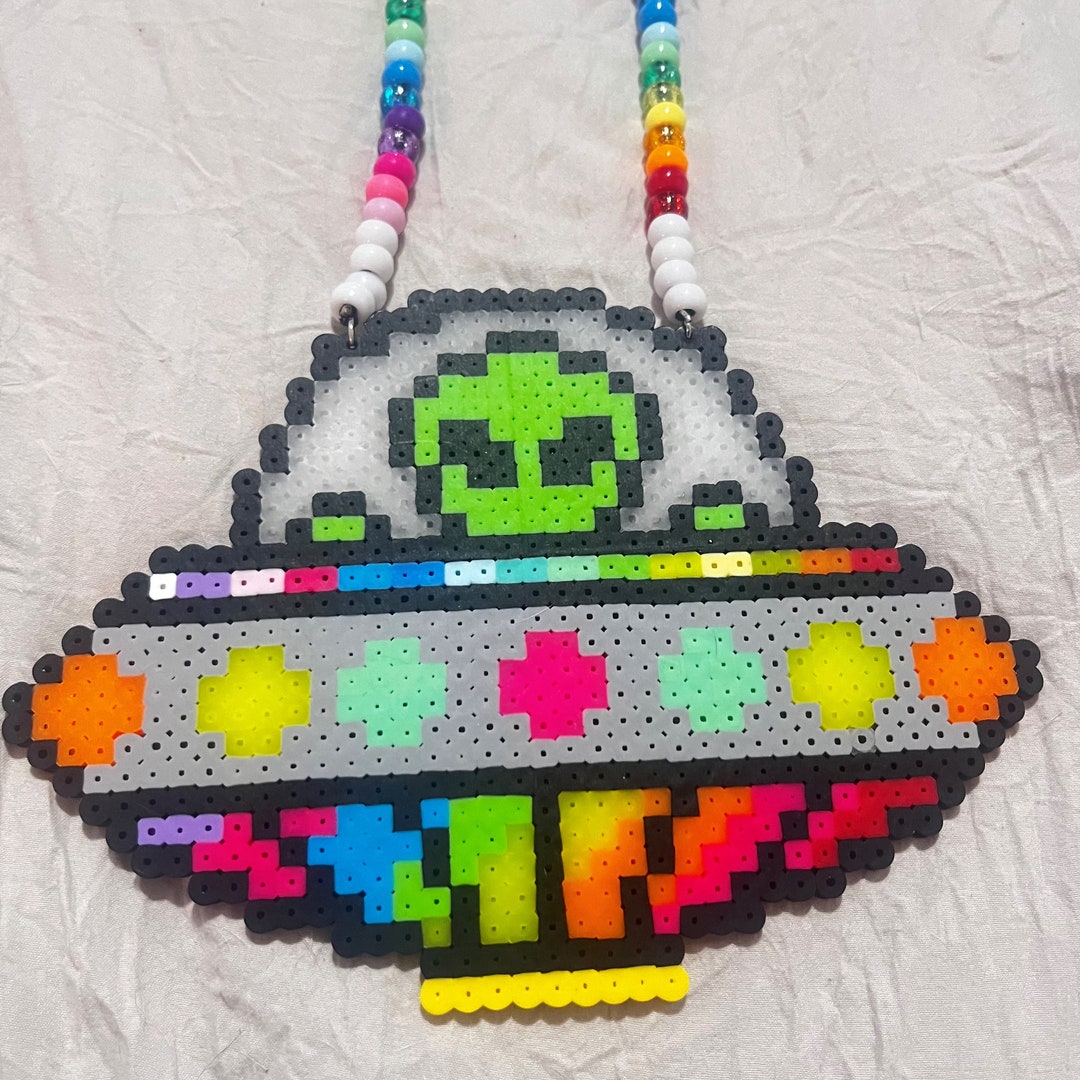 UFO Alien Kandi Perler Necklace - Etsy Australia