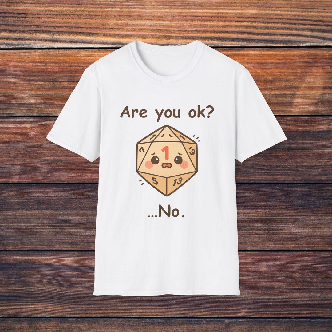 Critical Fail D20 T-shirt: Kawaii Dice for Tabletop Gamers - Etsy