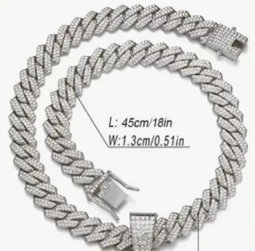 Iced Out Cuban Link Chain Silver W/ Cross Pendant - Etsy