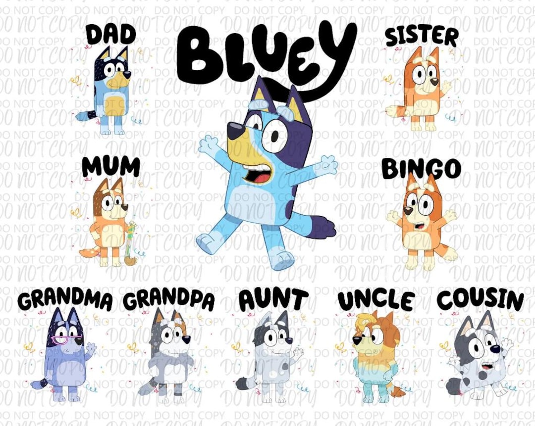 Bluey Characters Png, Bluey Family Png, Bluey PNG, Bluey Bingo, Bluey ...
