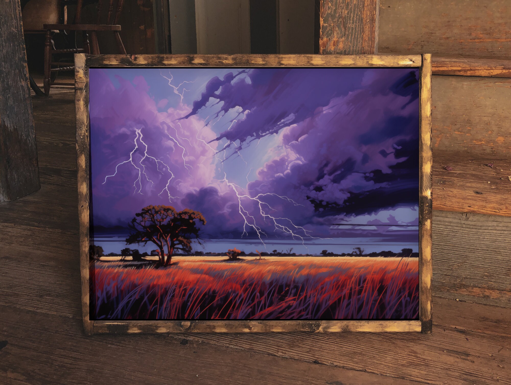 Prairie Storm // Poster / Original Art, Lightning on the Plains, Nature ...
