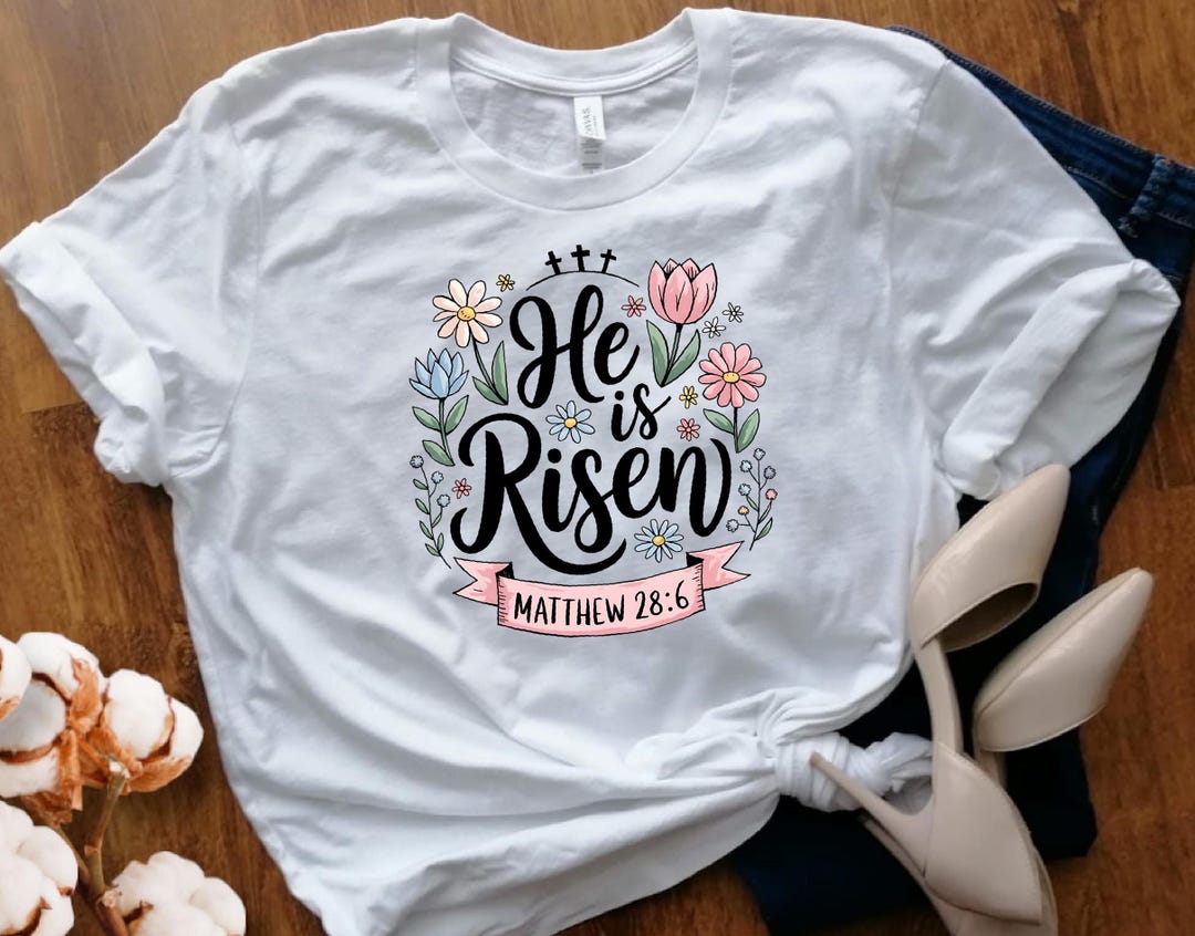 He is Risen - Boho Floral Easter Design - PNG Instant Digital Download ...