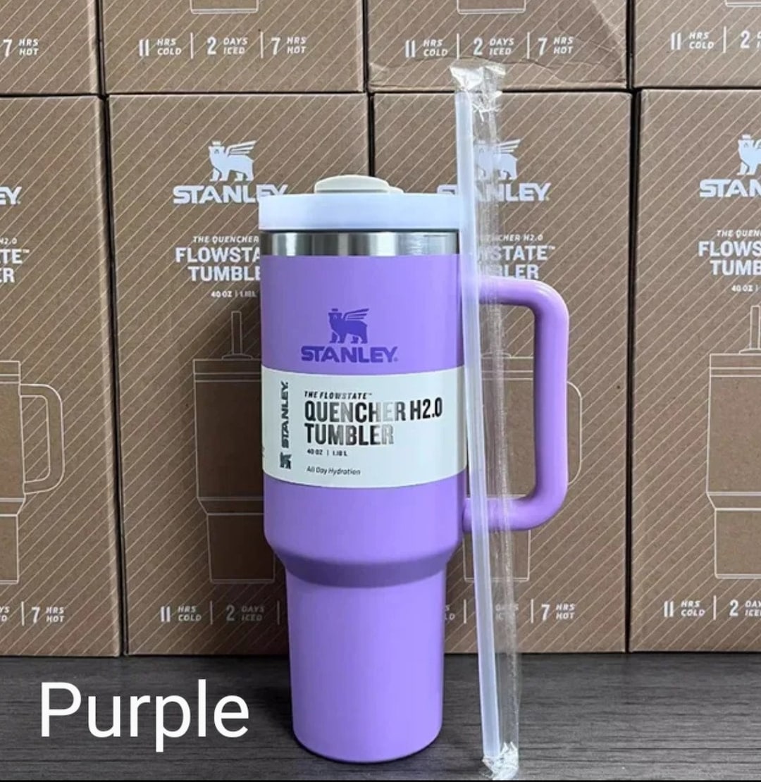 40oz STANLEY Tumbler PURPLE Lid Straw Handle Hot Cold Valentines Day ...