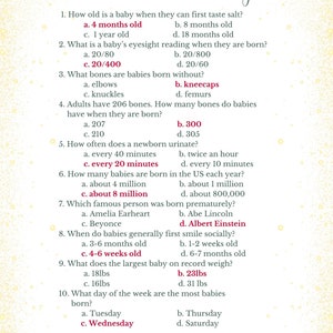 Gender Neutral Baby Shower Trivia Game for Guests - Etsy