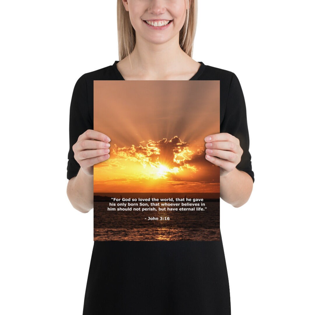 John 3:16 Photo Print Bible Verse Wall Art Scripture for Jesus Home ...