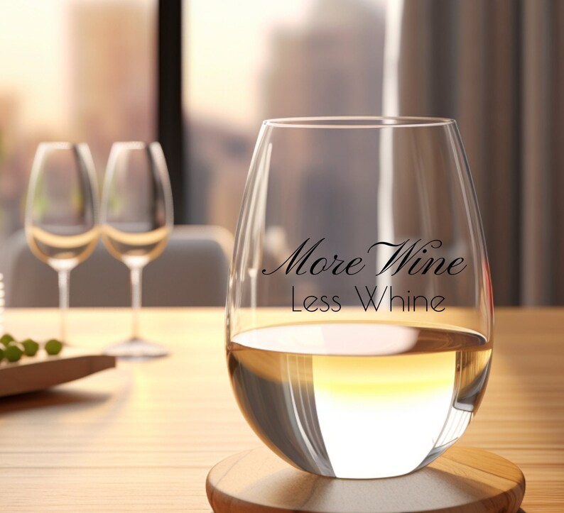 More Wine Less Whine Stemless Wine Glass – Funny Mom Gift - Etsy