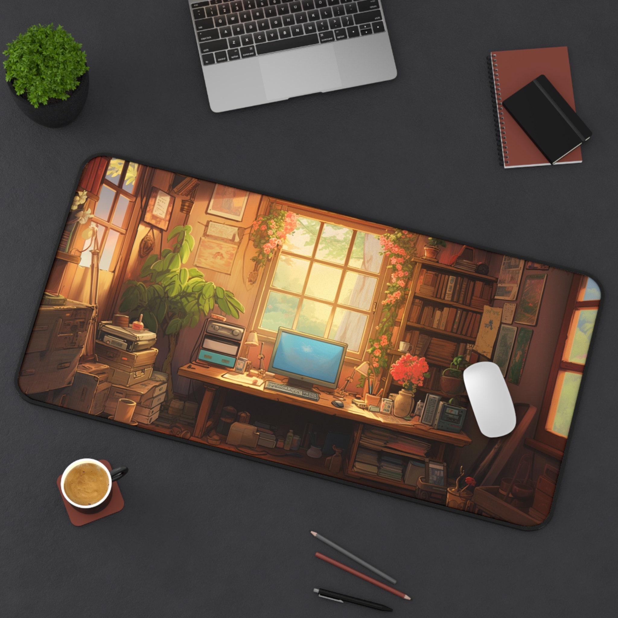 Japanese Desk Mat/lofi Style Desk Mat/studio Ghibli Style Desk Mat ...