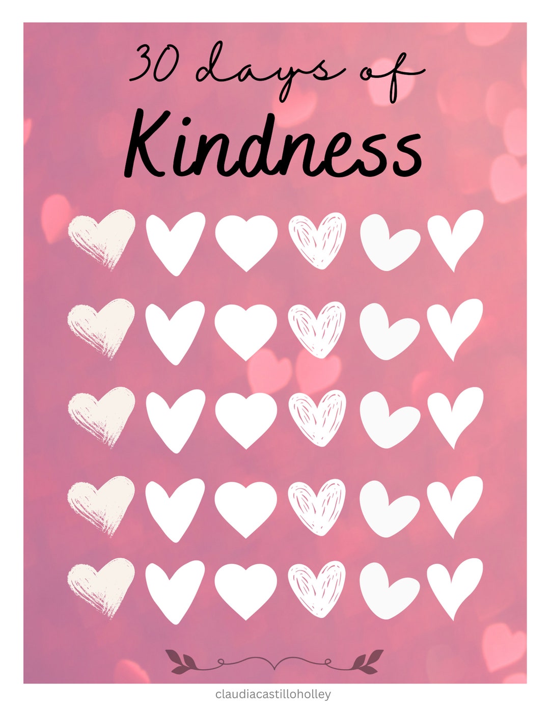 30 Days of Kindness Chart and Inspirational Guide - Etsy