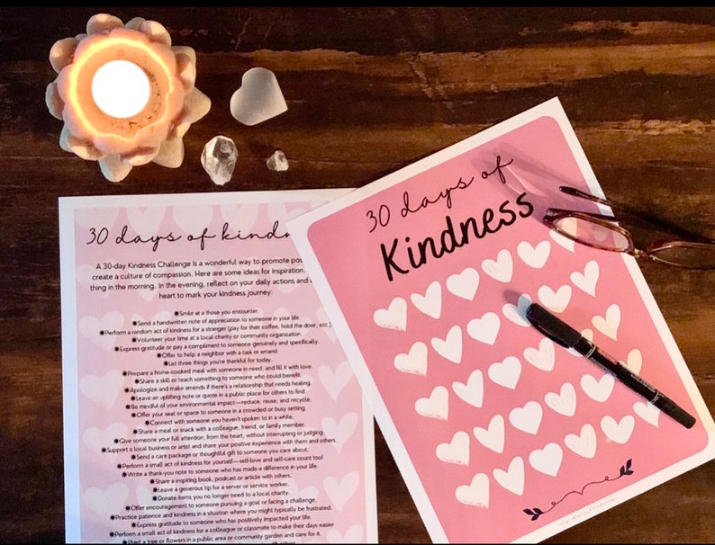30 Days of Kindness - Chart and Inspirational Guide - Etsy