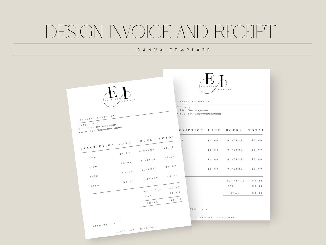 Design Invoice Template Design Receipt Template Small Business Template ...