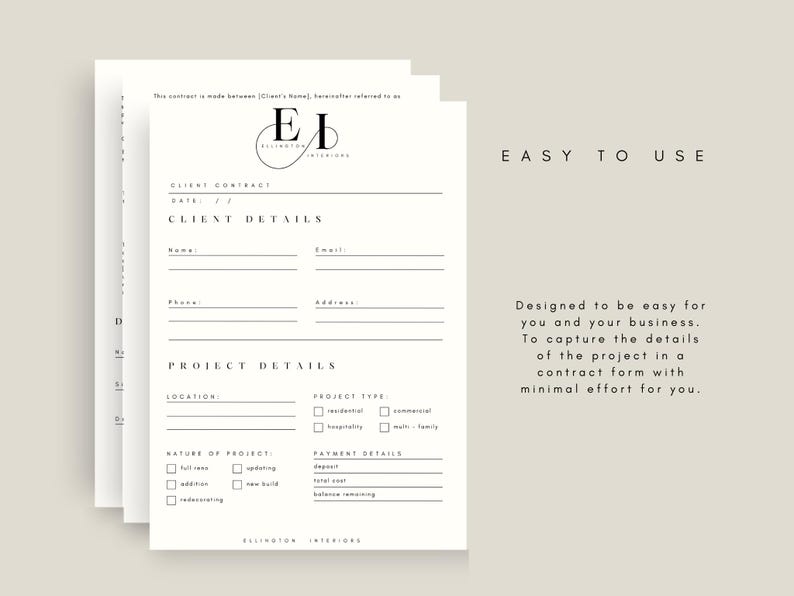 Client Contract Interior Design Template Small Business Contract Design ...