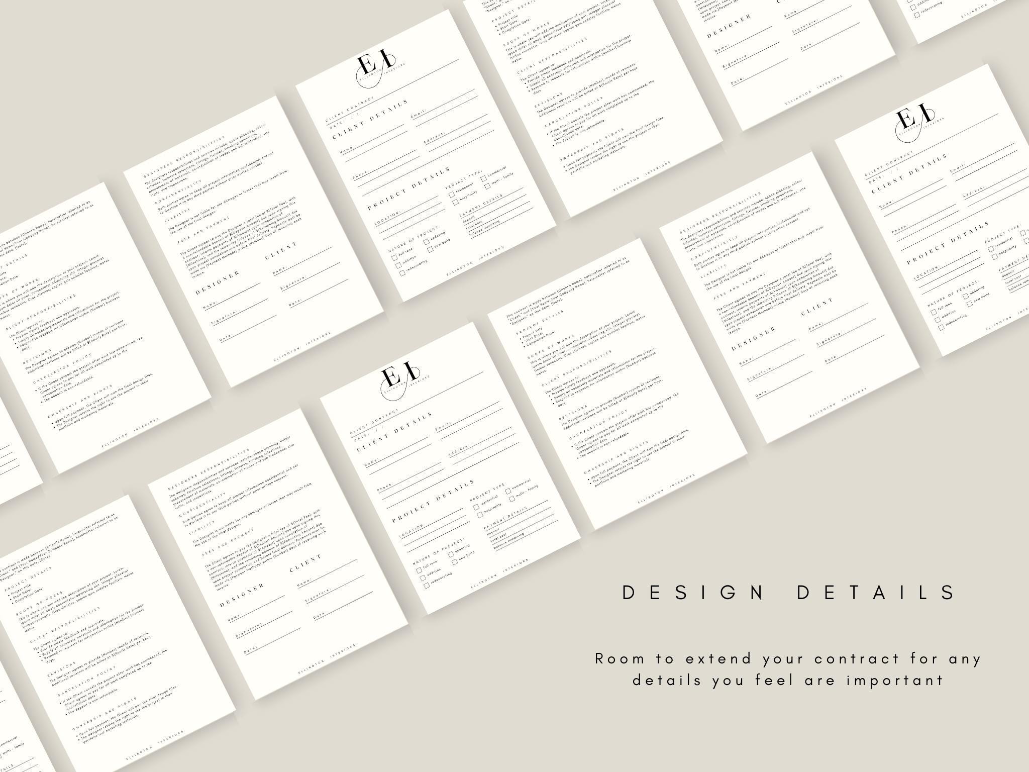 Client Contract Interior Design Template Small Business Contract Design ...