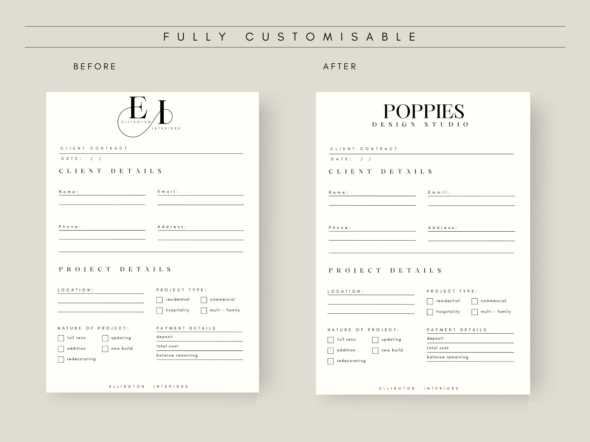 Client Contract Interior Design Template Small Business Contract Design ...