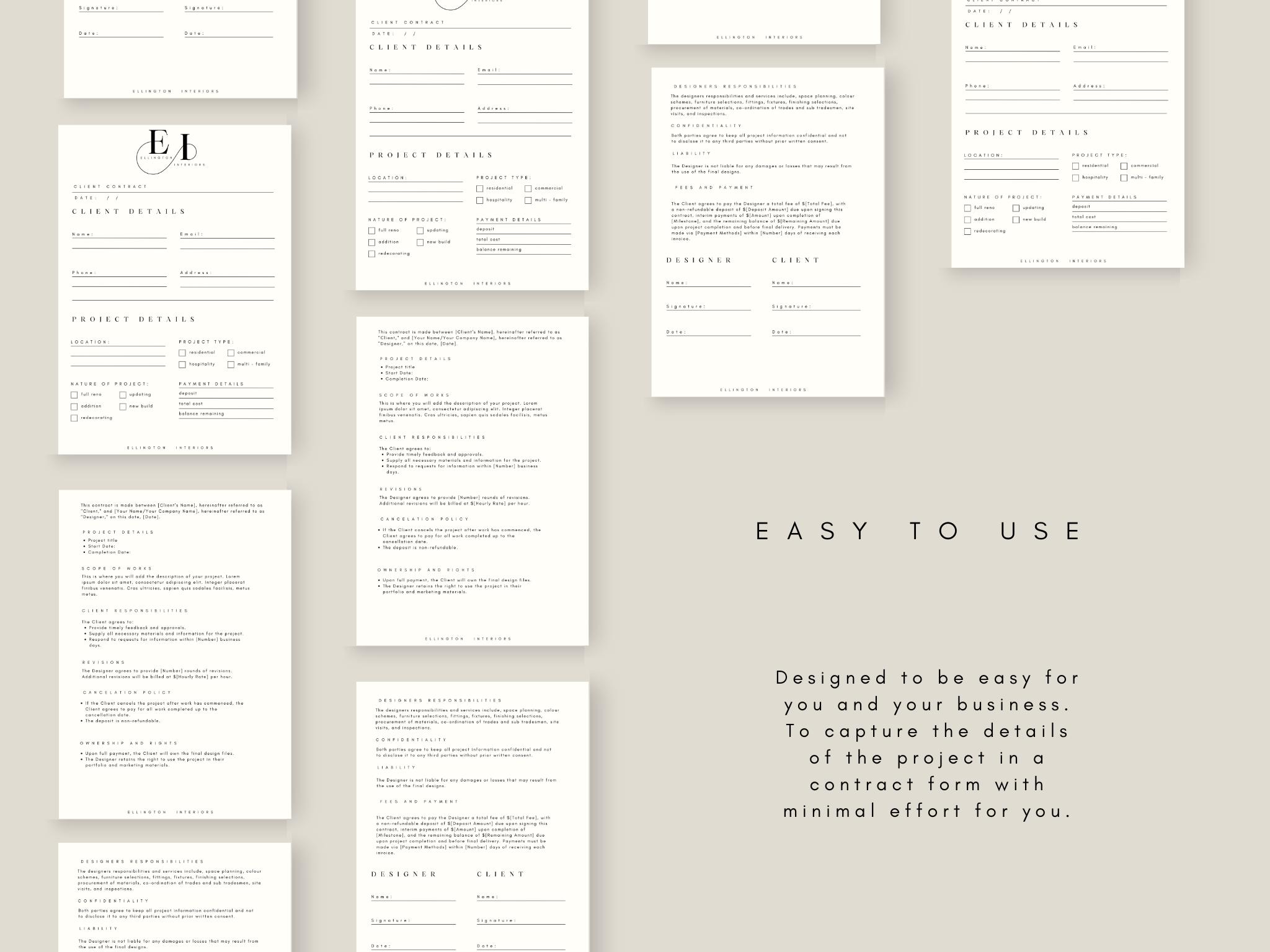 Client Contract Interior Design Template Small Business Contract Design ...