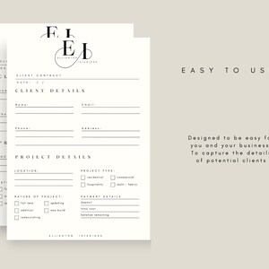 Client Intake Form Template Interior Design Client Detail Form Small ...