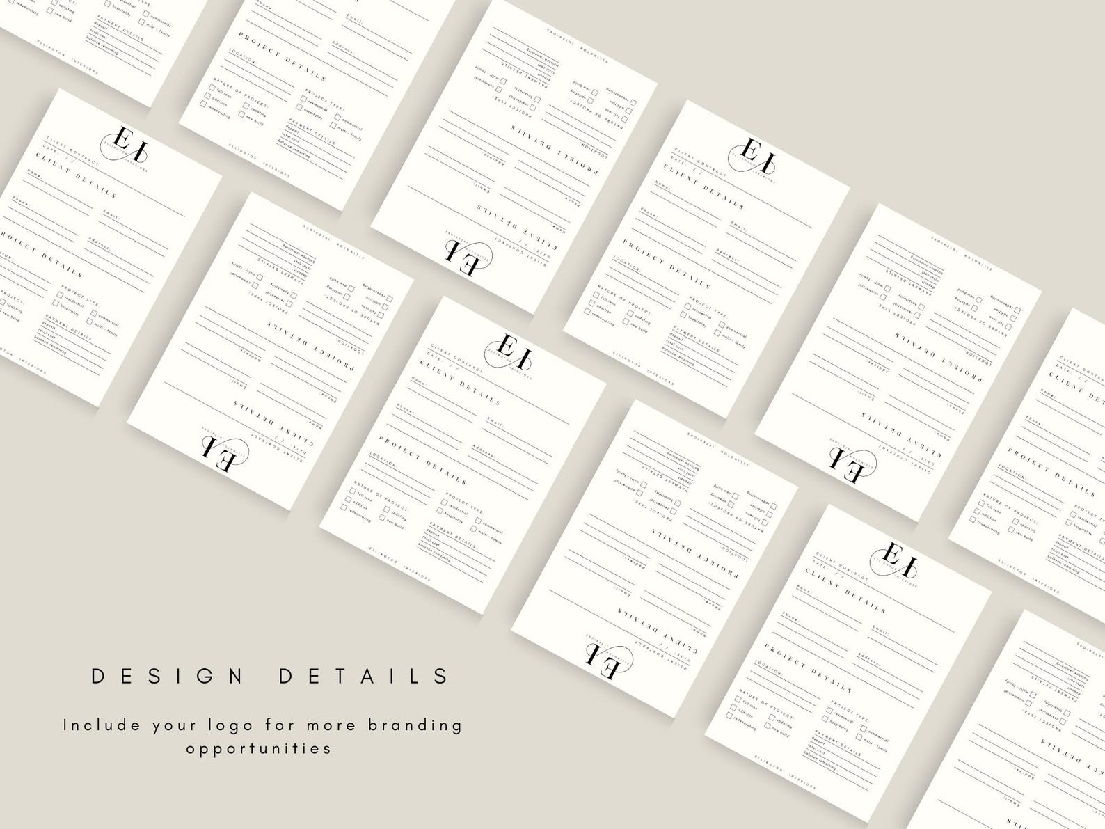 Client Intake Form Template Interior Design Client Detail Form Small ...