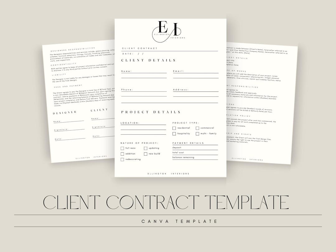 Client Contract Interior Design Template Small Business Contract Design ...