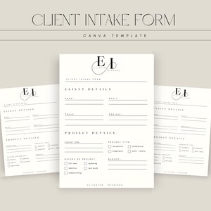 Client Intake Form Template Interior Design Client Detail Form Small ...