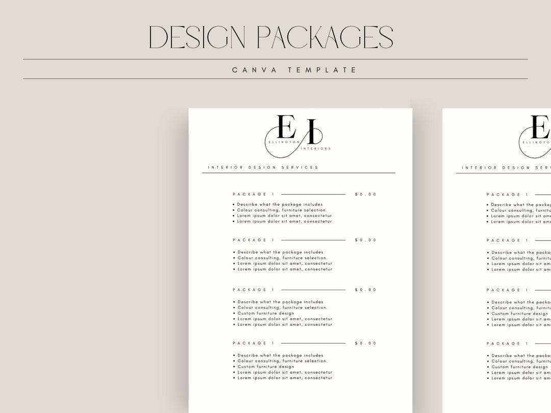 Interior Design Price List Template Small Business Pricing Sheet Design ...