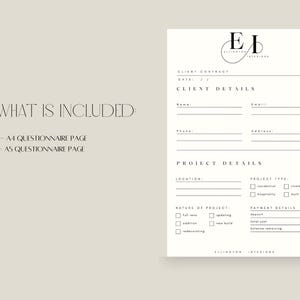 Client Intake Form Template Interior Design Client Detail Form Small ...
