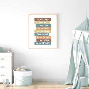 Affirmations for Kids, Boho Affirmations Print, I Am Loved Brave Kind ...