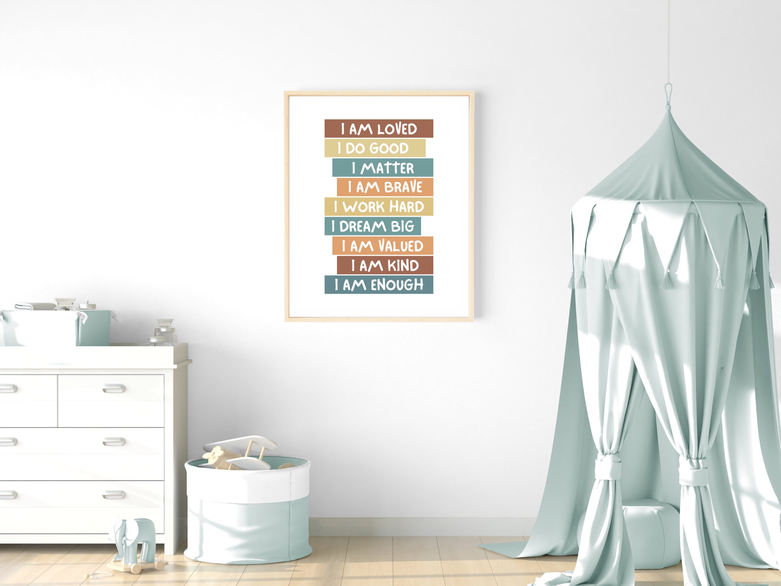 Affirmations for Kids, Boho Affirmations Print, I Am Loved Brave Kind ...