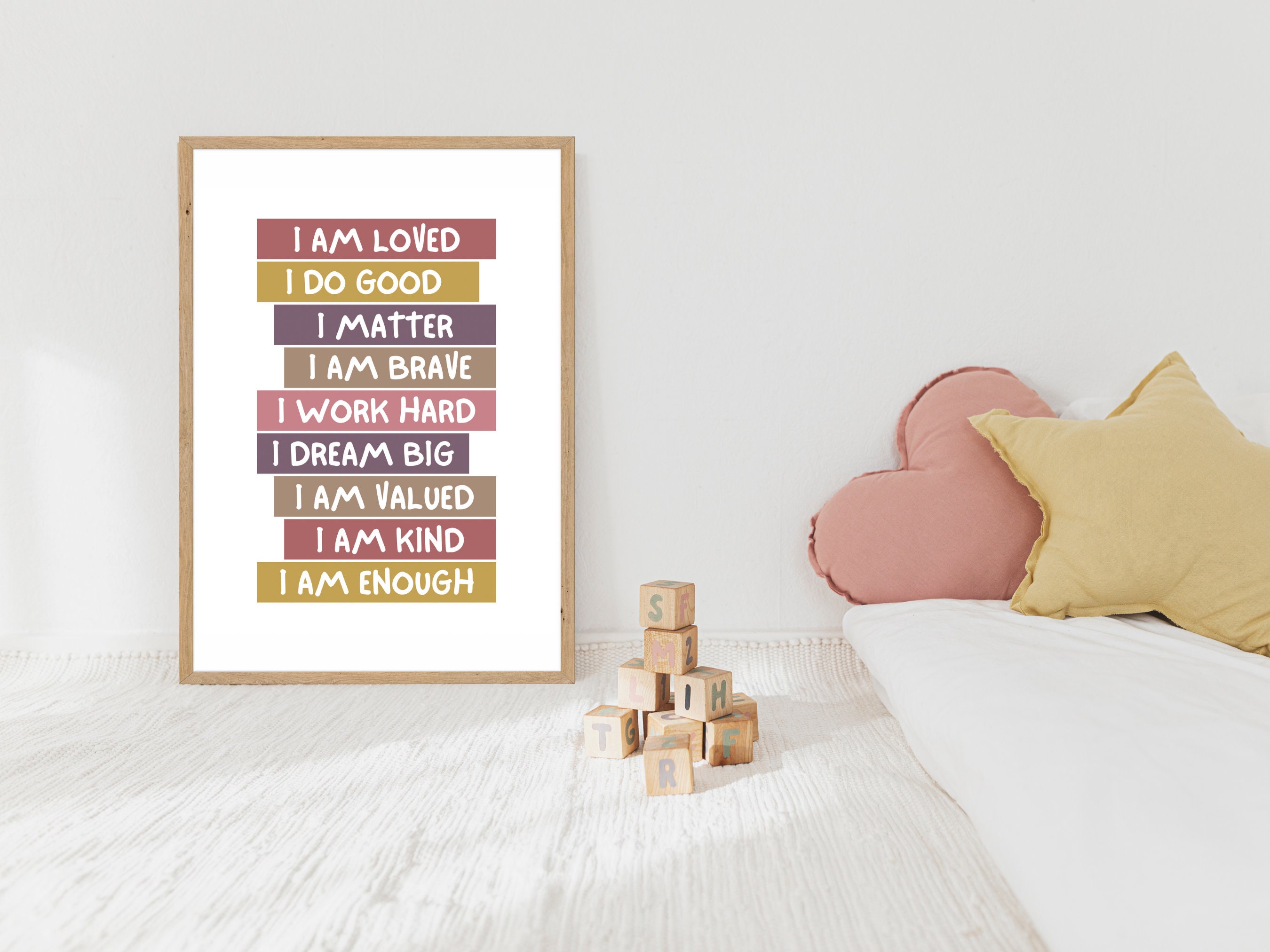 Affirmations for Kids, Boho Affirmations Print, I Am Loved Brave Kind ...