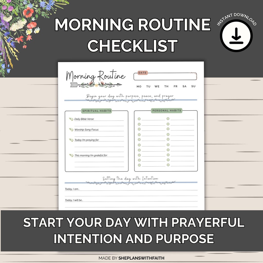 Printable Faith Morning Routine Checklist | Daily Spiritual & Personal ...