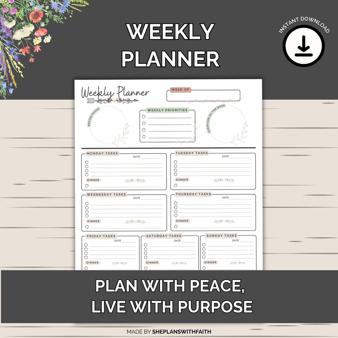 Faith-based Weekly Planner Printable - Etsy
