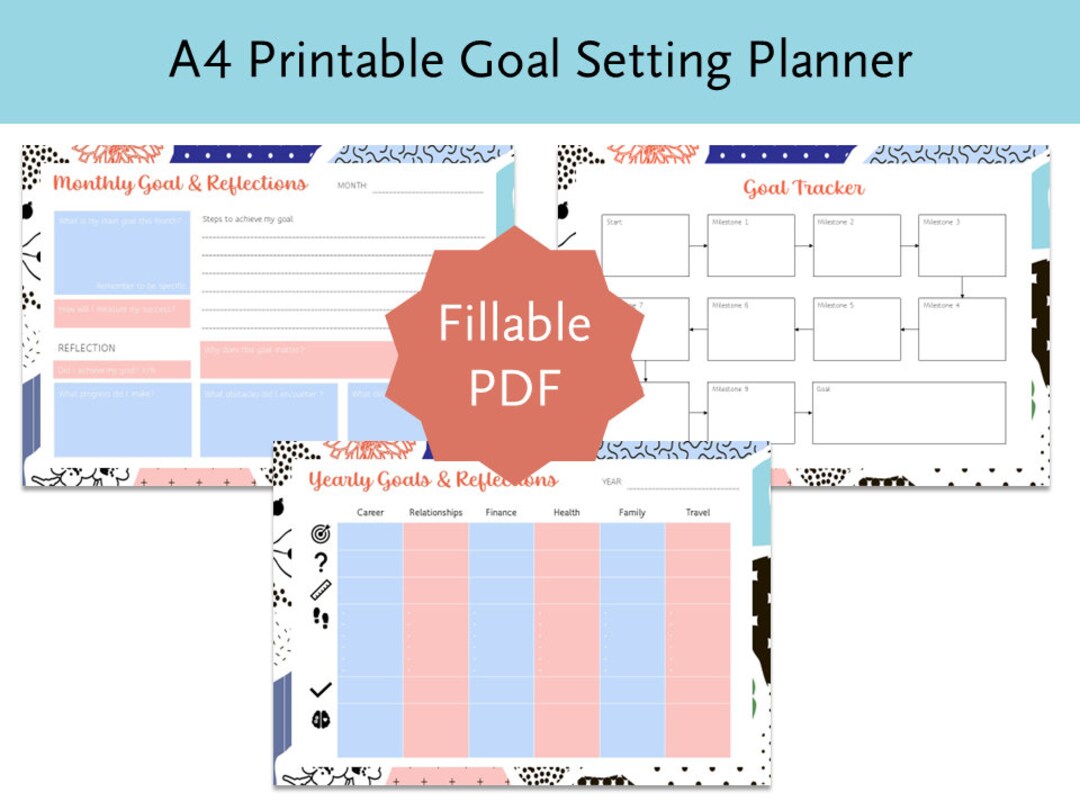 Personal Goal Setting Planner Yearly and Monthly Printable Templates - Etsy