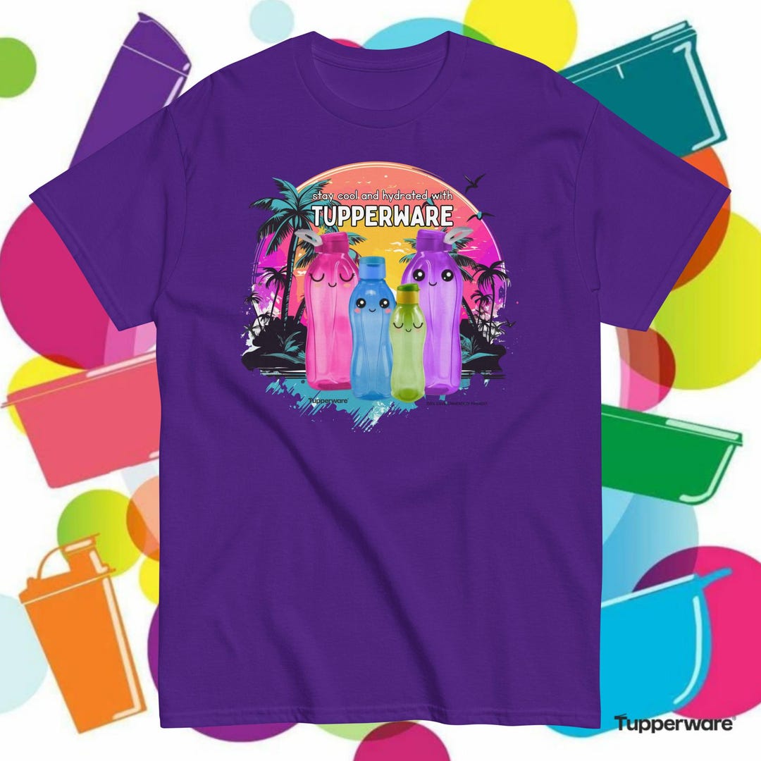 Tupperware Cartoon Water Bottles T-shirt, Unisex Cotton Tee - Etsy