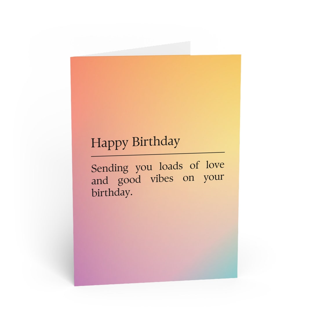 Happy Birthday Greeting Card Gradient Gift for Him Gift for Her - Etsy