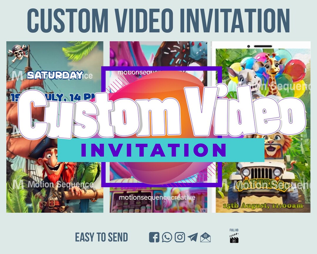 Custom Video Invitation, Animated Card, Video Evites, Birthday Party ...