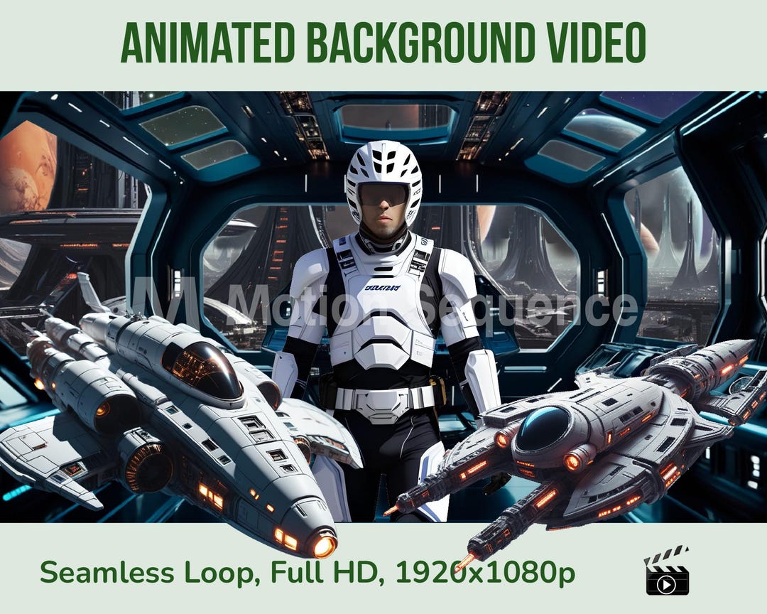 Animated Background, Futuristic Spaceship View, Sci-fi City, Seamless ...