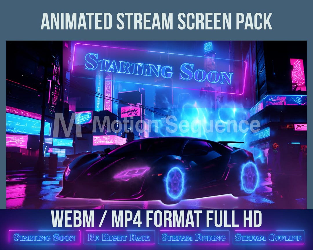 Futuristic Neon Car, Animated Stream Package, Cyberpunk Stream Alerts ...