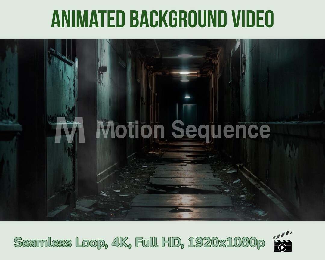 Abandoned Corridor Animated Background: Seamless Video Loop (digital ...