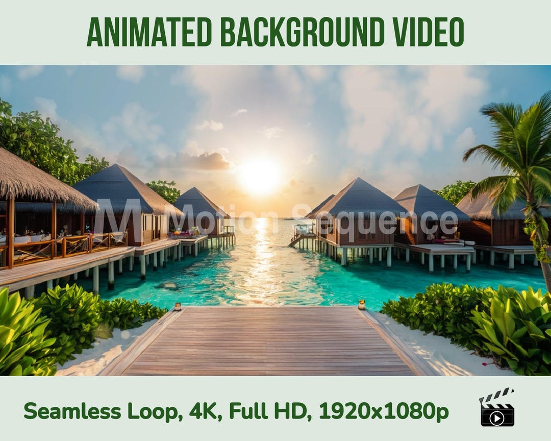 Animated Background, Maldives Water Bungalows, Water Villas Tropical ...