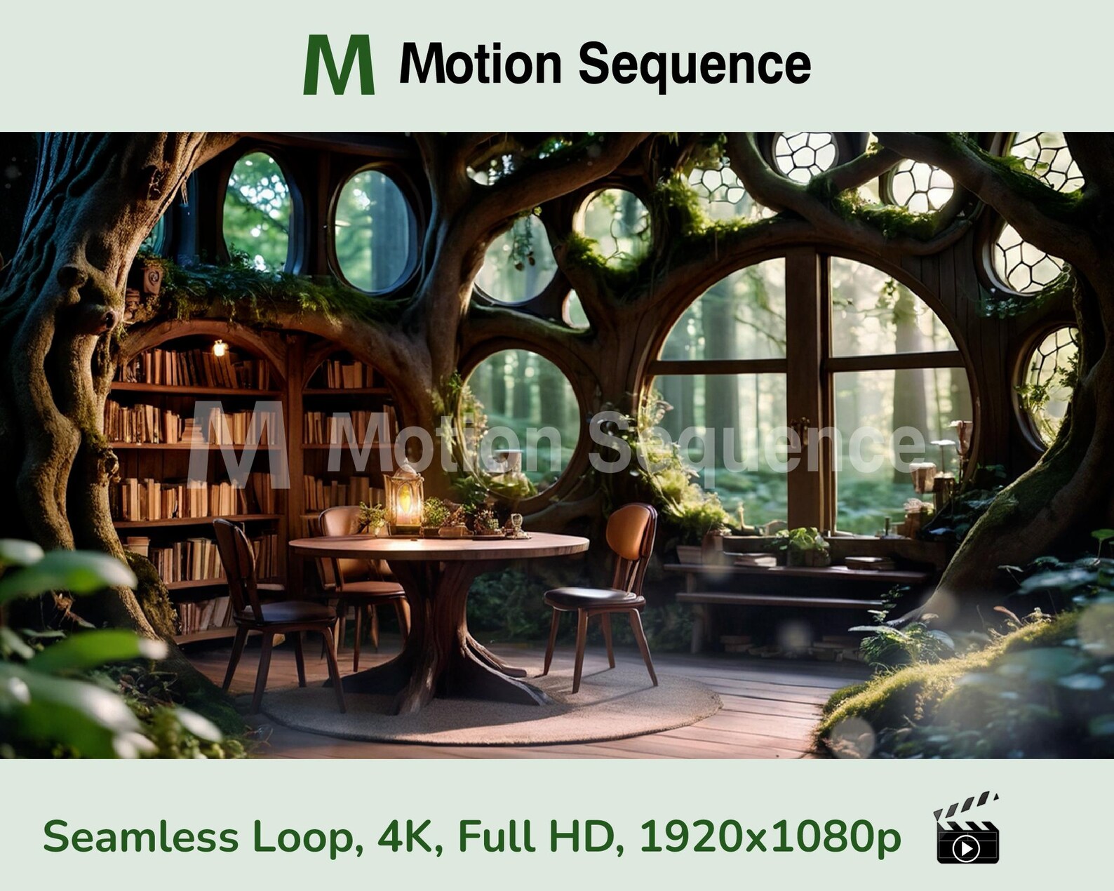 Animated Virtual Background Fantasy Library Enchanted Forest Fairy Tale ...