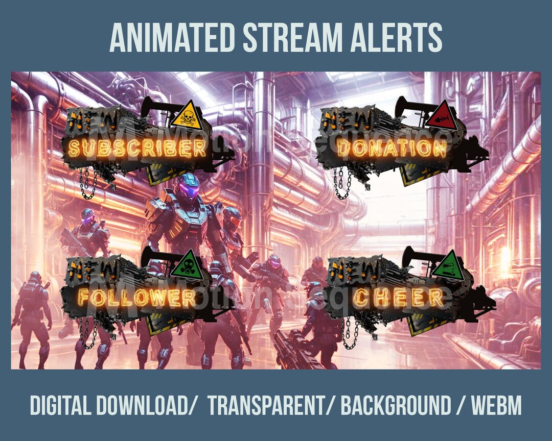 Twitch Alerts, Cyberpunk, Animated Stream Alerts Pack, Streaming Alerts ...