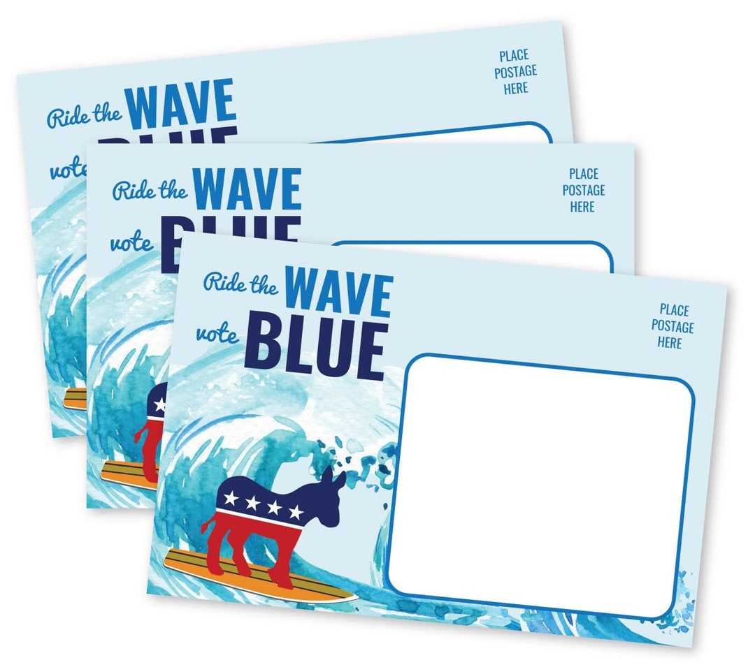 Postcards for Voters Blue Wave Democrate Donkey United States Voting ...