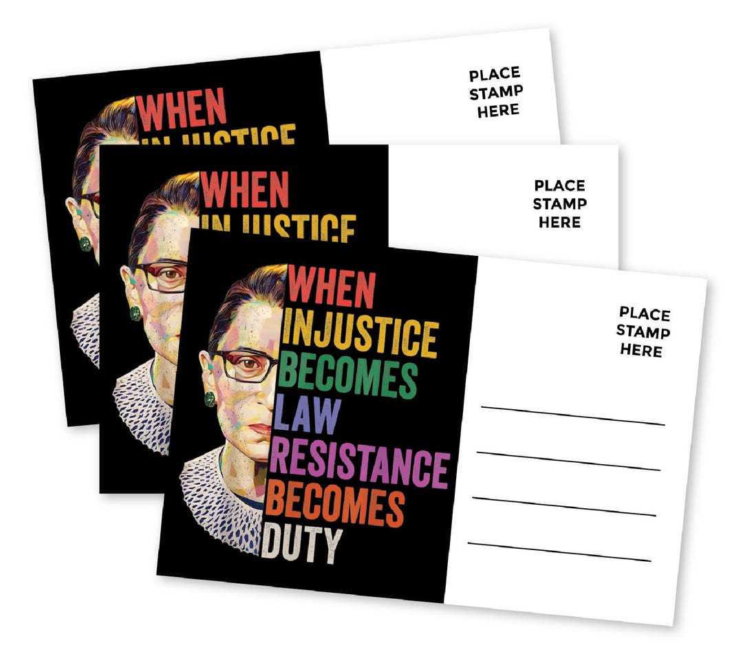 Ruth Bader Ginsburg Postcards to Voters Uncoated Smear Free Blank Back ...