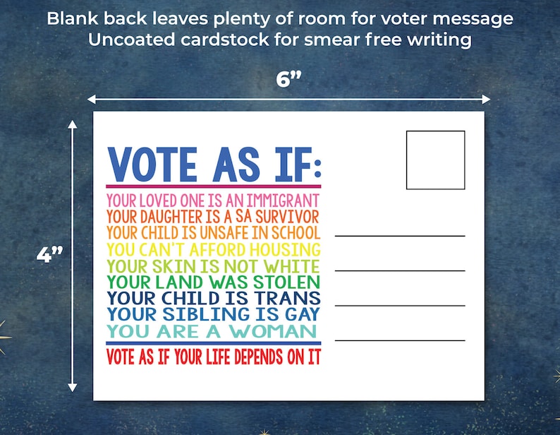 Vote as If United States Postcards Set Voter Cards for Elections - Etsy