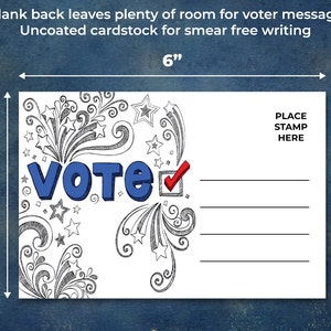 Voter Postcards Coloring Fill in Page Be A Voter Blank Back Bulk ...