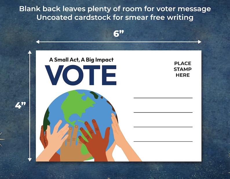Postcards for Voters Uncoated Smear Free Blank Back Political United ...