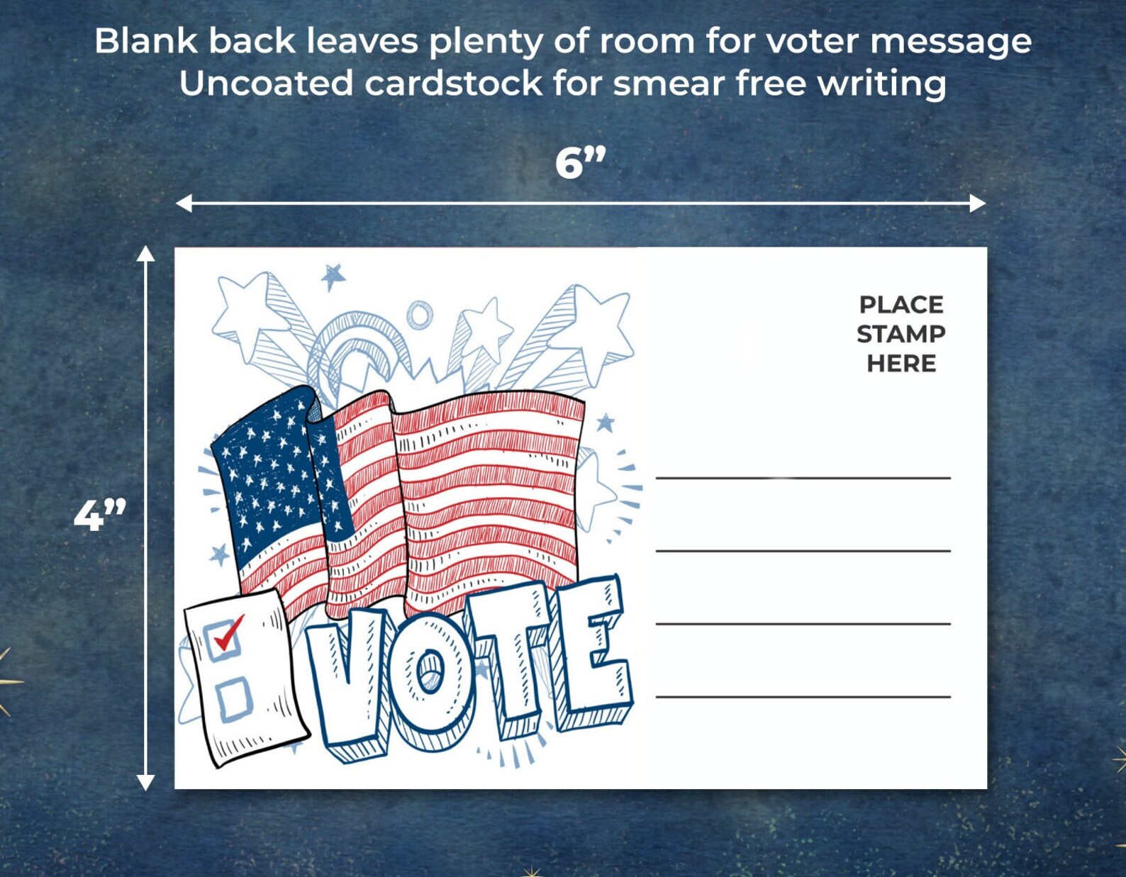 Voter Postcards Coloring Doodle Vote Flag United States Voting Cards ...